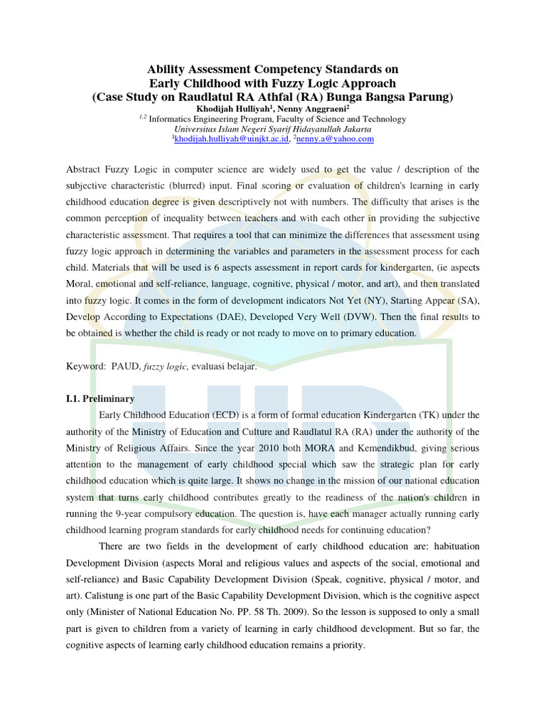 Ability Assessment Competency Standards On Early Childhood 1j4ogm4q1f | PDF | Fuzzy Logic | System