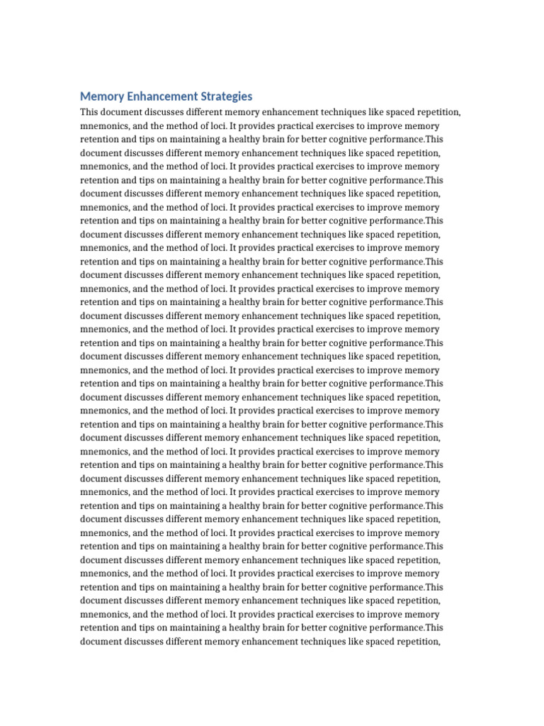 Effective Memory Enhancement Techniques | PDF | Memory | Mnemonic