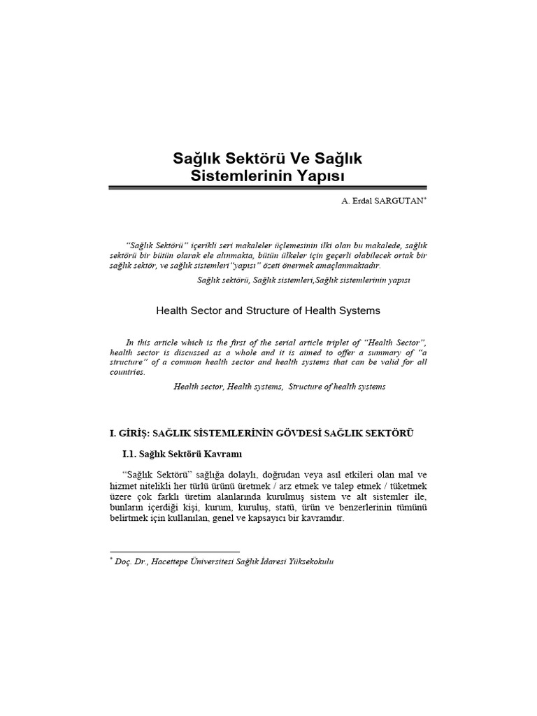 Sa L K Sekt R Ve Sa L K Sistemlerinin Yap S (#99351) - 84674 | PDF