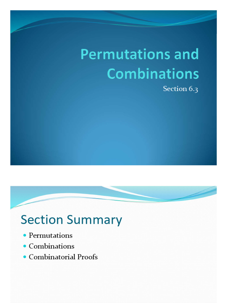 Permutations and Combinations | PDF | Permutation | Mathematics
