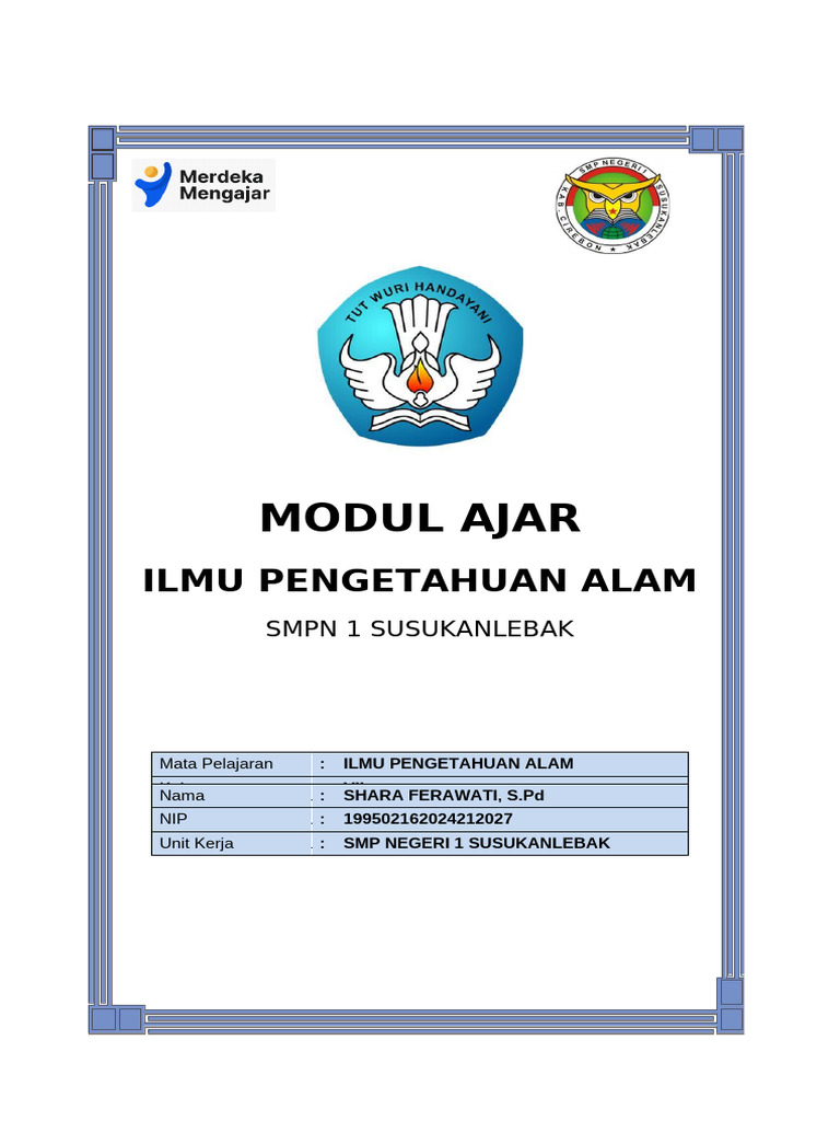 Modul Ajar IPA Kelas VII SMPN 1 | PDF