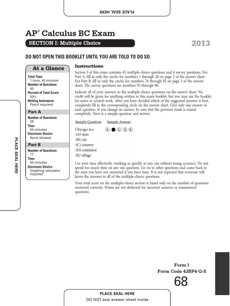 AP Calculus BC 2013 Practice Exam | PDF | Function (Mathematics) | Tangent