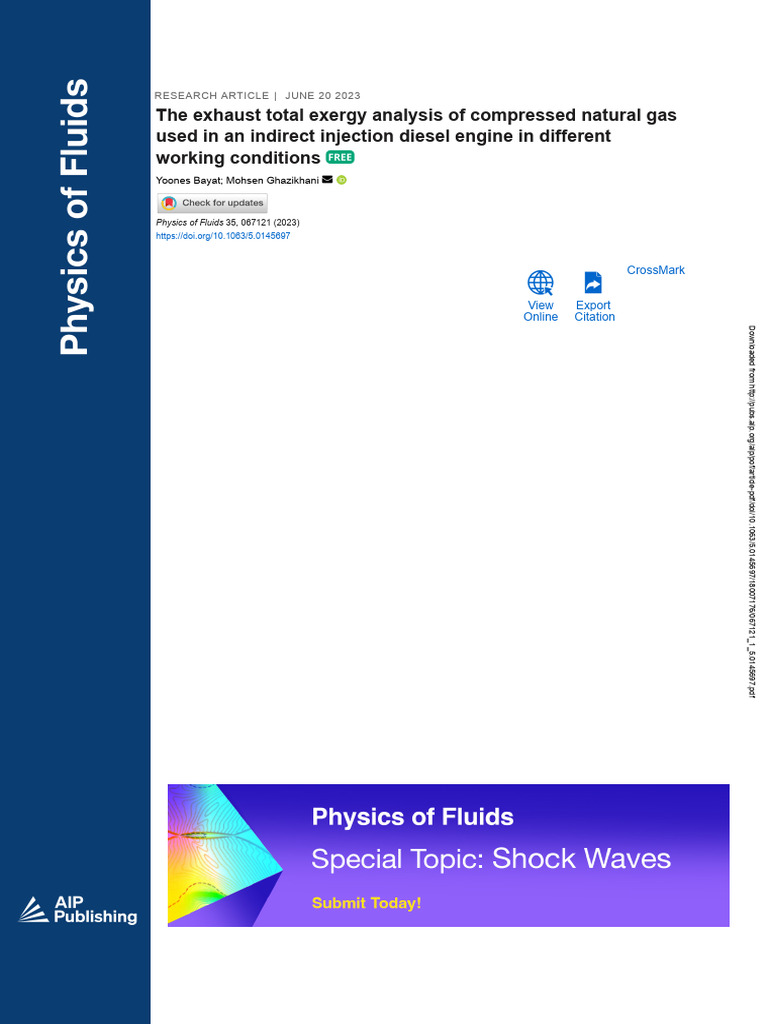 The Exhaust Total Exergy Analysis of Compressed Natural Gas | PDF ...