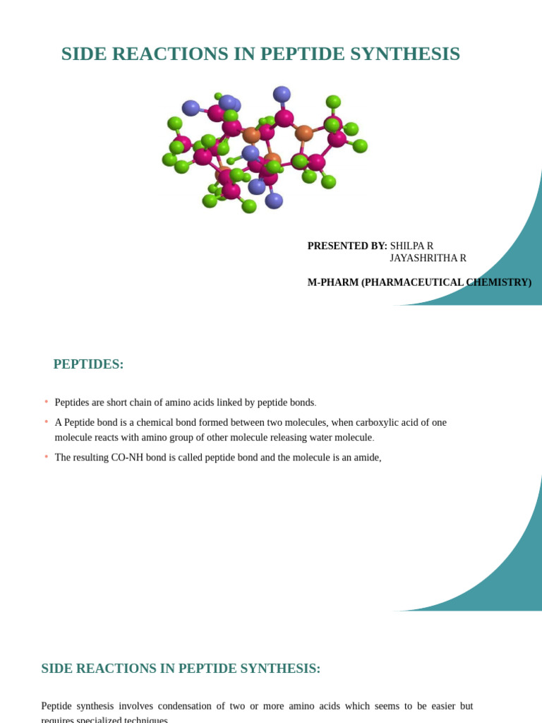 Side Reactions in Peptide Synthesis | PDF | Amino Acid | Ester