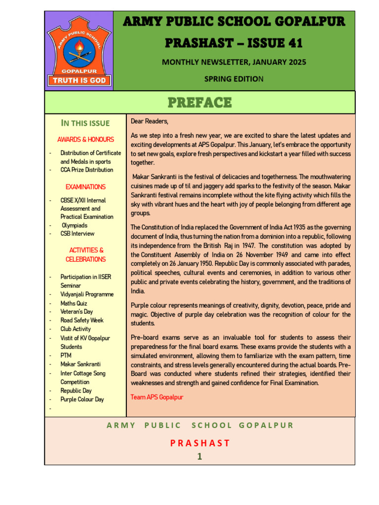 APS Gopalpur January 2025 Newsletter | PDF