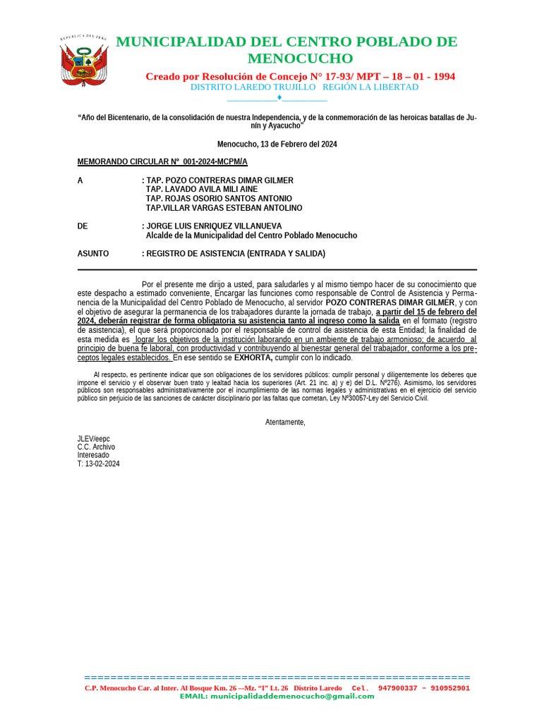 Memorando Circular | PDF | Gobierno