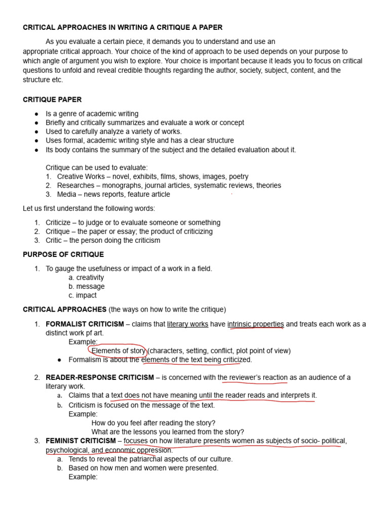 R9. LESSON 12. Writing A Critique Paper | PDF | Argument | Psychology