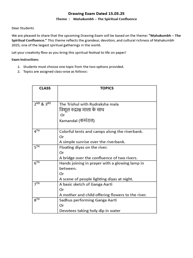 Final Term Drawing Syllabus 2024-25 | PDF