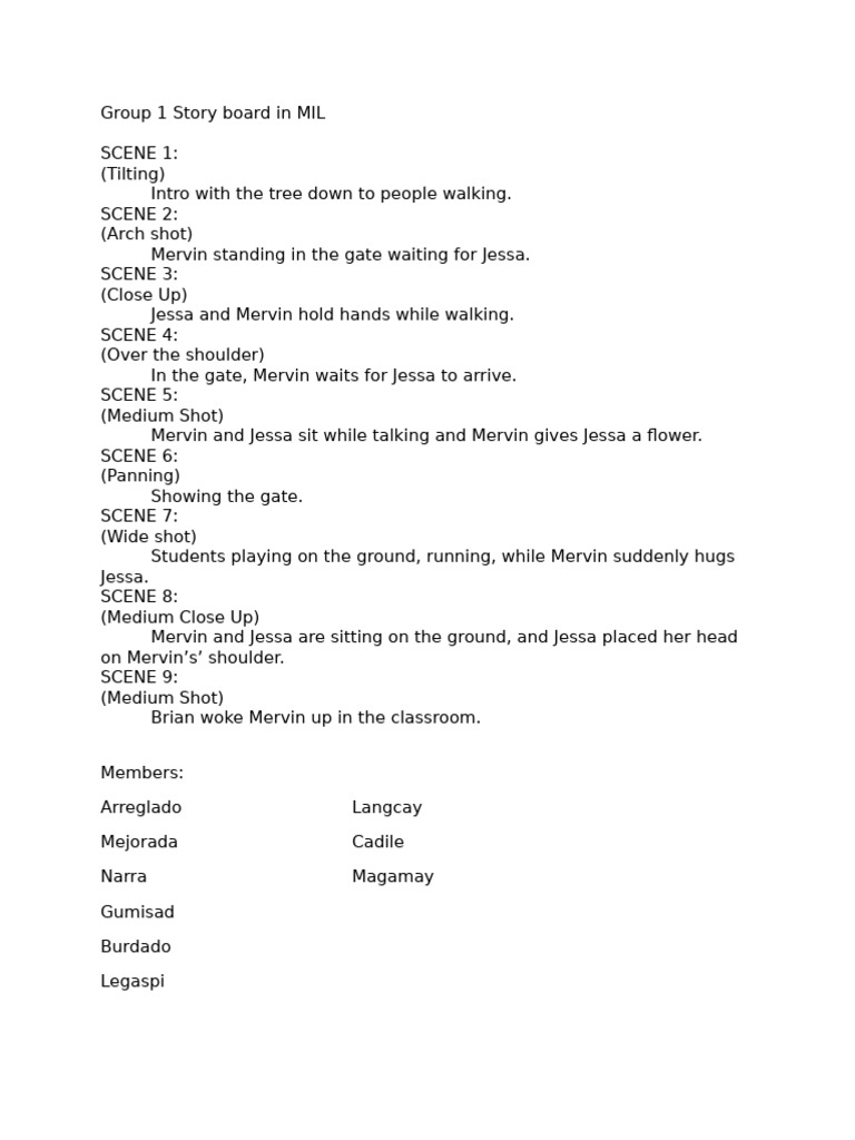 Mervin and Jessa's Heartwarming Storyboard | PDF