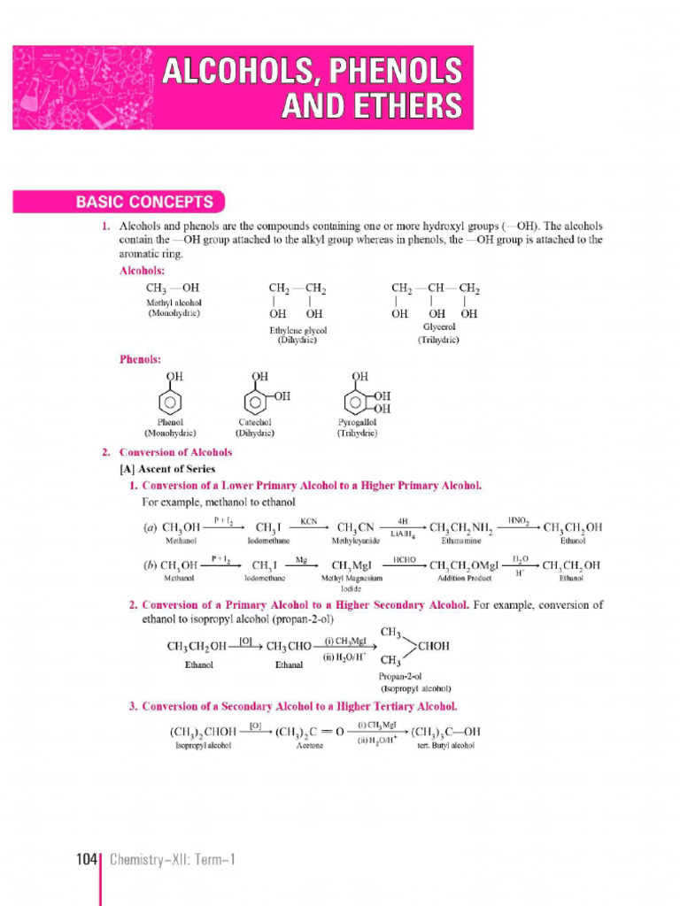 Alcohols Phenol and Ethers MCQ | PDF