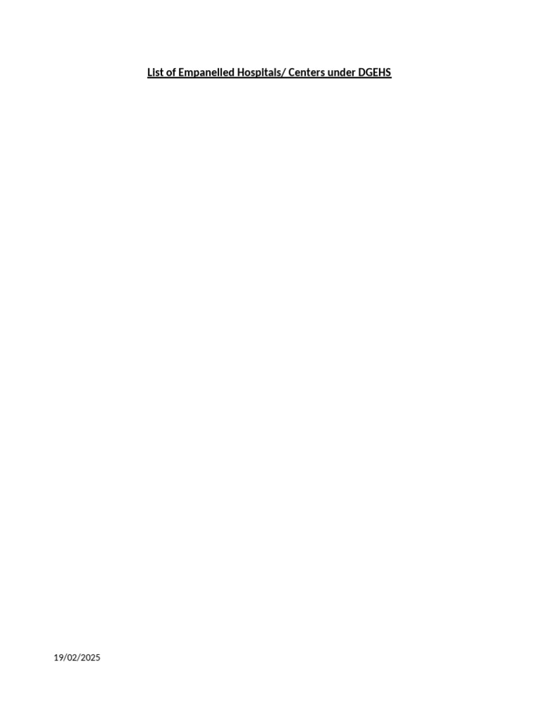 Dgehs Empaneled Hospital 2025 | PDF | Urology | Nephrology