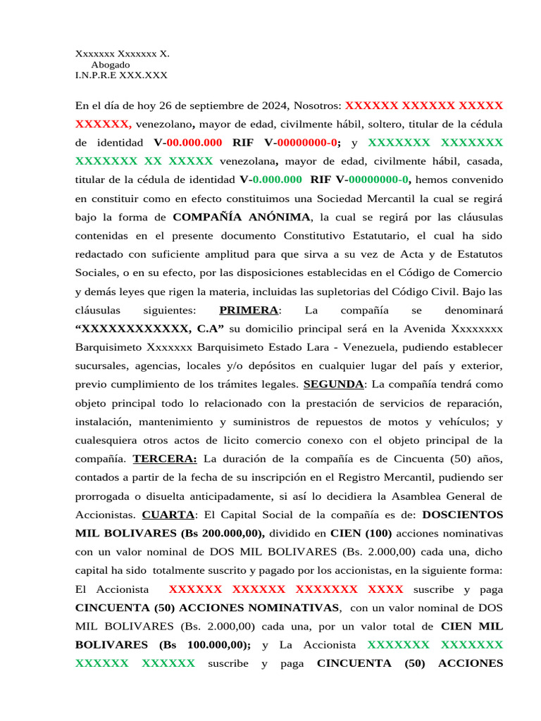 Modelo Acta (Pyme) | PDF | Compartir (Finanzas) | Sociedad de responsabilidad limitada