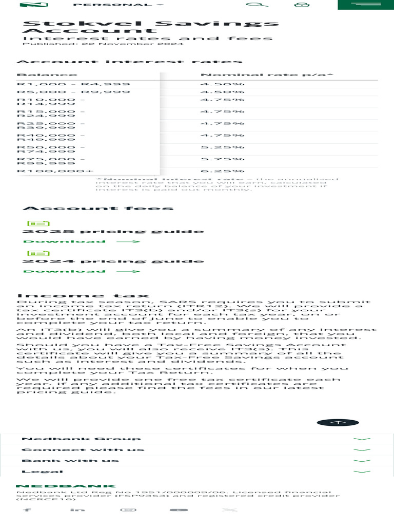 Nedbank Stokvel Savings Account Rates | PDF