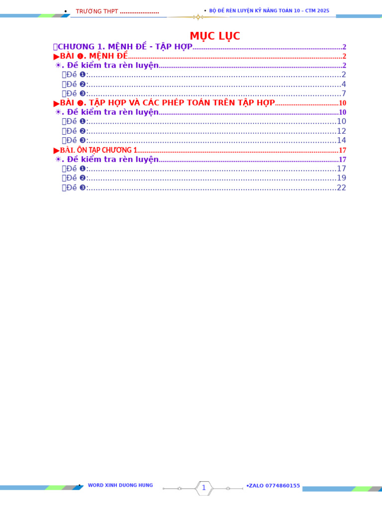 De Ren Luyen Toan10 New-Ghep Full - C1-HS | PDF