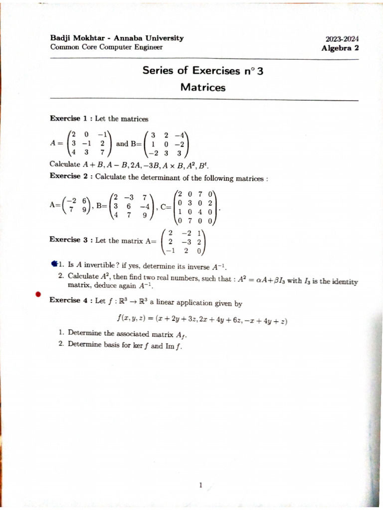 Matrices | PDF