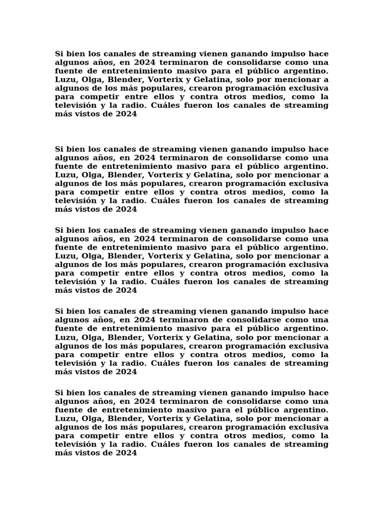 Canales de Streaming Más Vistos en 2024 | PDF