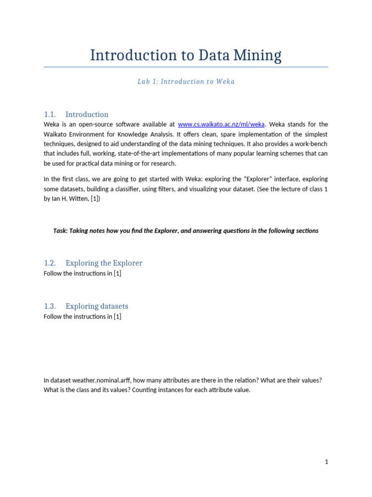 Introduction to Weka Data Mining Lab | PDF | Applied Mathematics | Algorithms