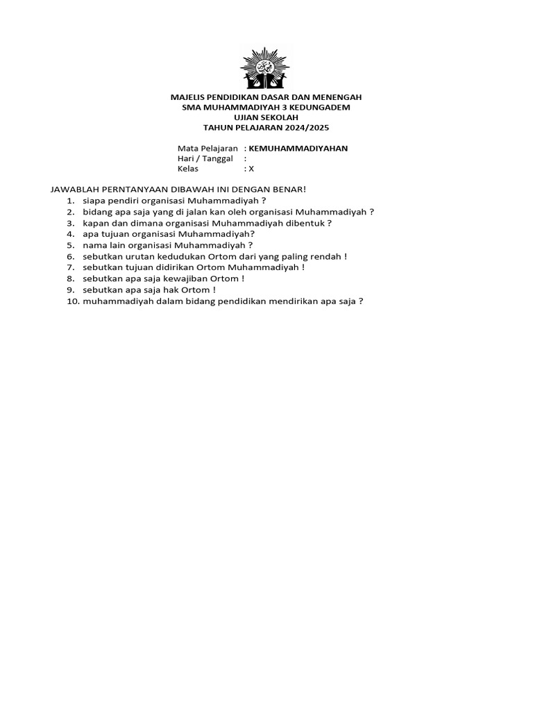 SOAL KMD KELAS X | PDF