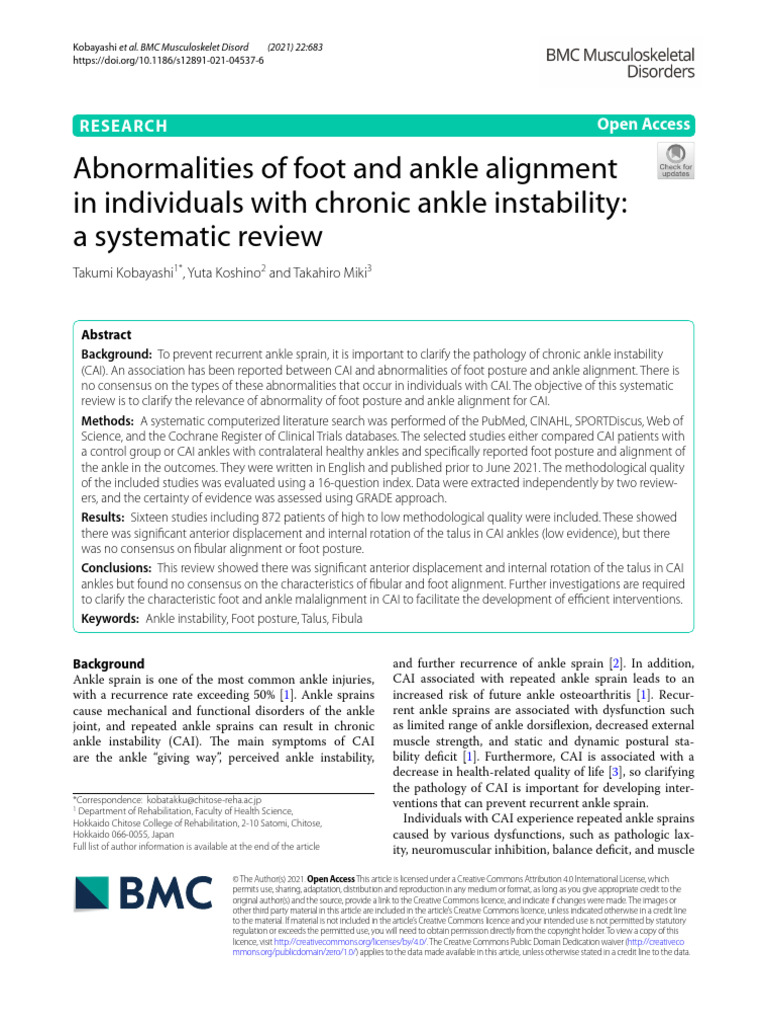 Foot and Ankle Alignment in CAI Study | PDF | Ankle | Systematic Review