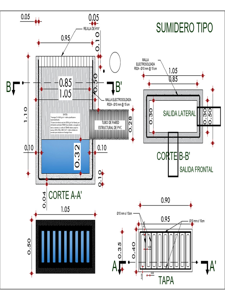 Detalle de Sumidero - Con Las Dos Salidas Tipo | PDF | Ingeniero civil | Materiales de construcción
