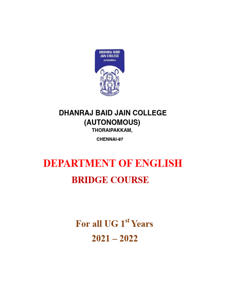 English Bridge Course for UG Students | PDF | Verb | Part Of Speech