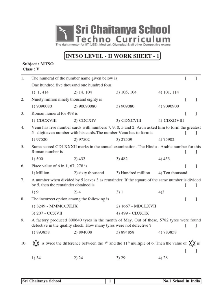 Class 5 Maths Worksheet Answers | PDF | Notation | Lexicology