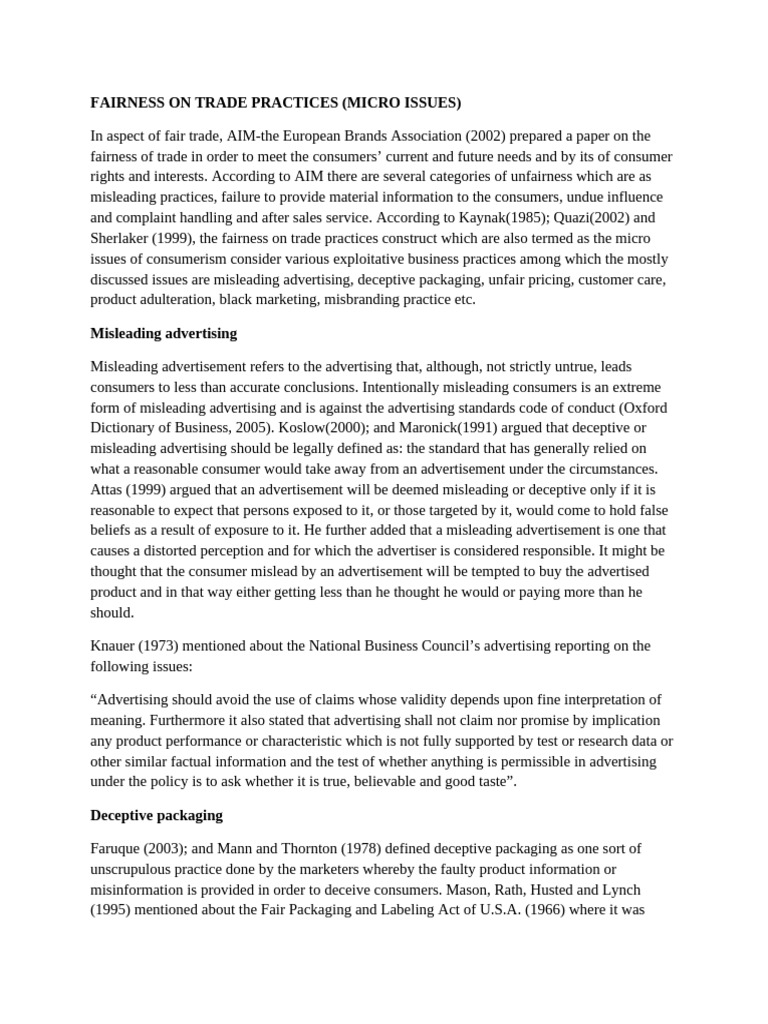 Fairness On Trade Practices | PDF | False Advertising | Advertising