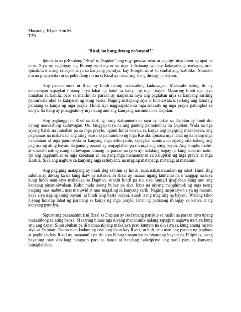 Rizal Sa Dapitan | PDF