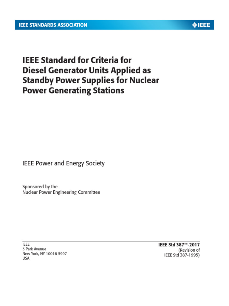 IEEE STD 387 2017 Diesel Generators - PDF For Nuclear Stations | PDF ...