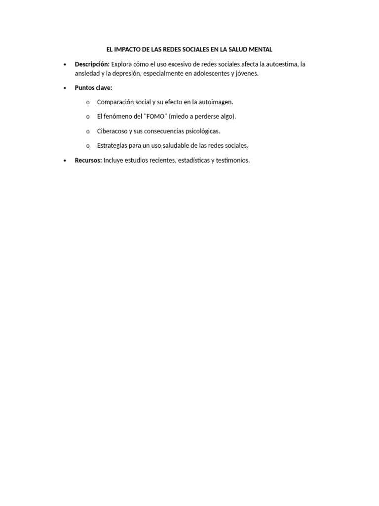 El Impacto de Las Redes Sociales en La Salud Mental | PDF