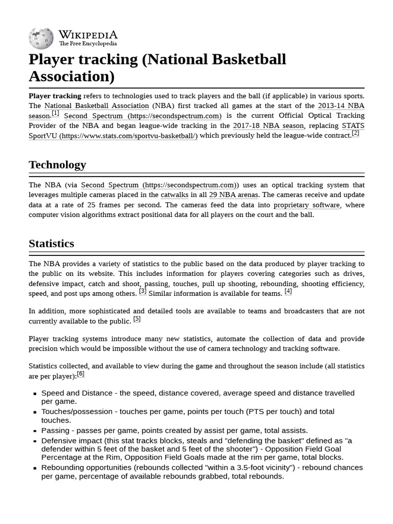 NBA Player Tracking by Second Spectrum | PDF | Ball Games | Team Sports
