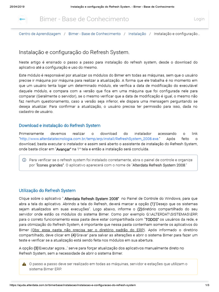 Instalação do Refresh System Bimer | PDF | Registro do Windows | Programas