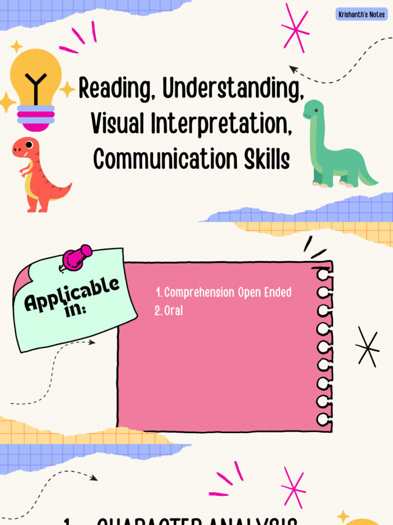Reading, Understanding, Visual Interpretation, Communitcation Skills | PDF