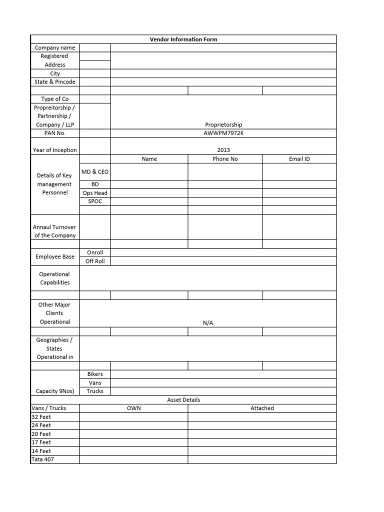 Vendor Information Form | PDF