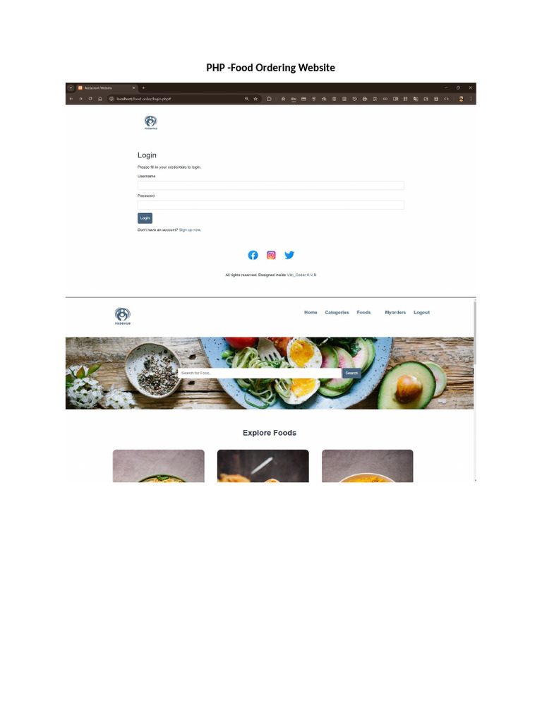 Food Ordering Website | PDF