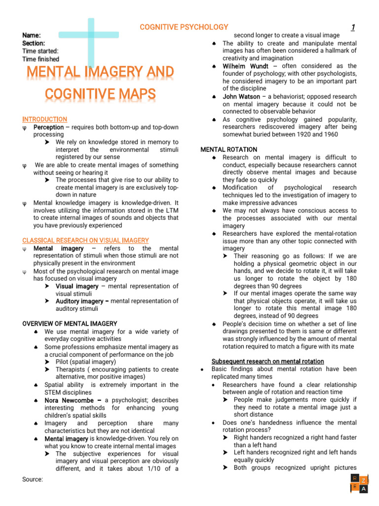 Research on Cognitive Maps and Imagery | PDF | Mental Image | Perception
