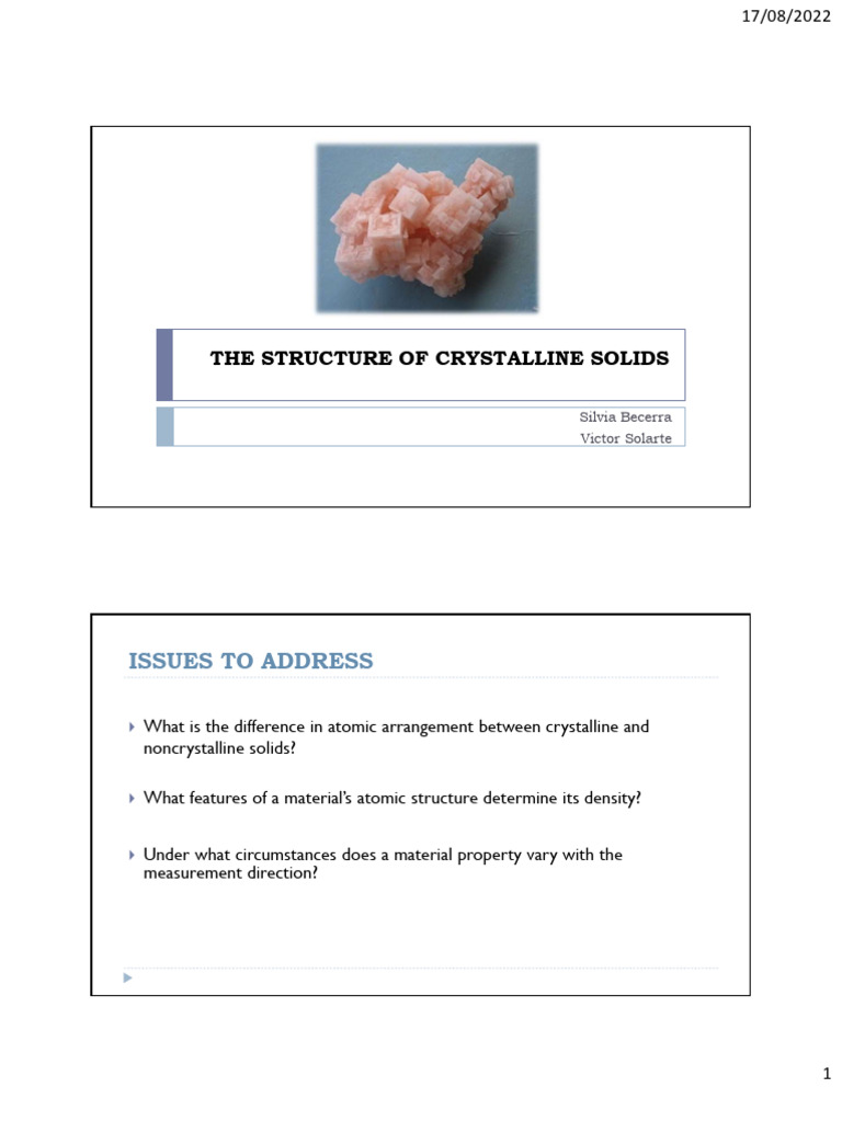 Crystalline Solid Structures Explained | PDF | Crystal Structure | Crystal