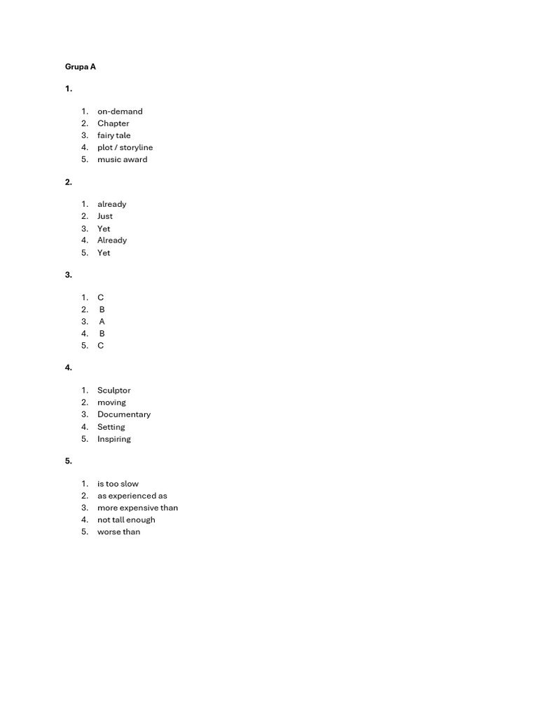 Grupa A & B: Storylines and Comparisons | PDF