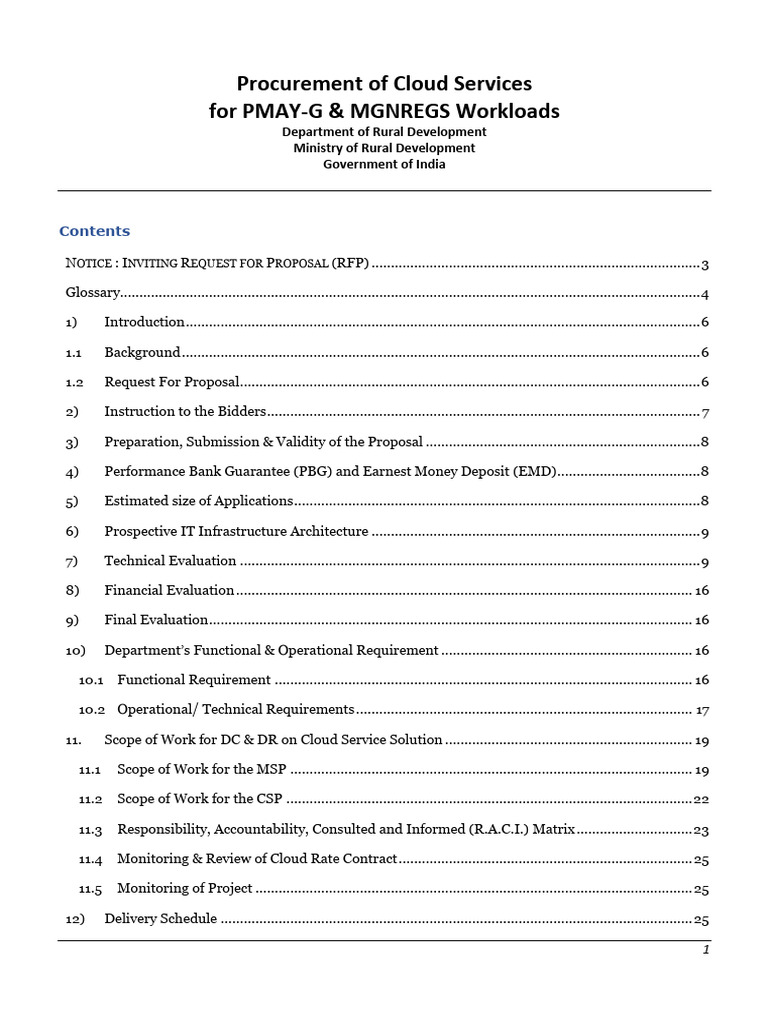 RFP Cloud For PMAY-G and MGNREGA | PDF | Cloud Computing | Databases