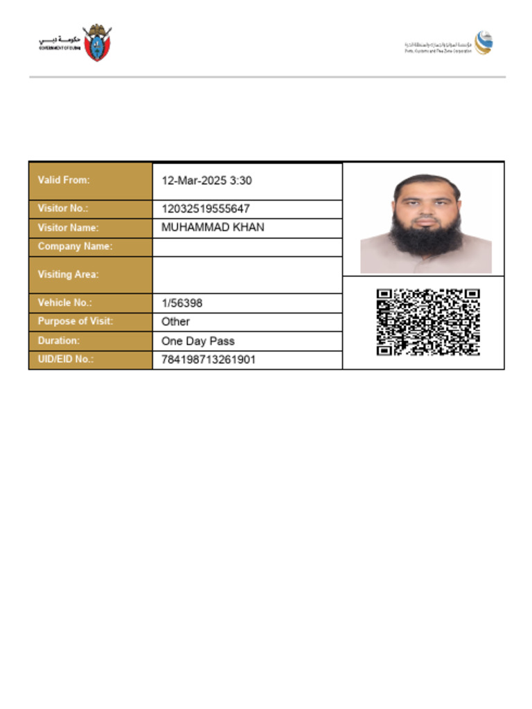 JAFZA Entry Permit One Day Pass | PDF