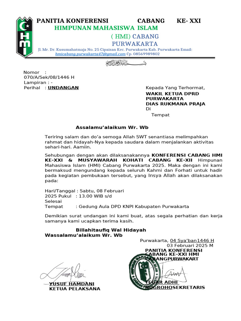 SURAT UNDANGAN KAHMI FORHATI (1) | PDF