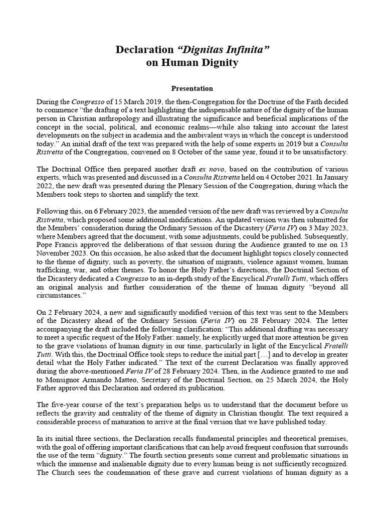 Dignitas Infinita Inglese 2 | PDF | Dignity | Image Of God