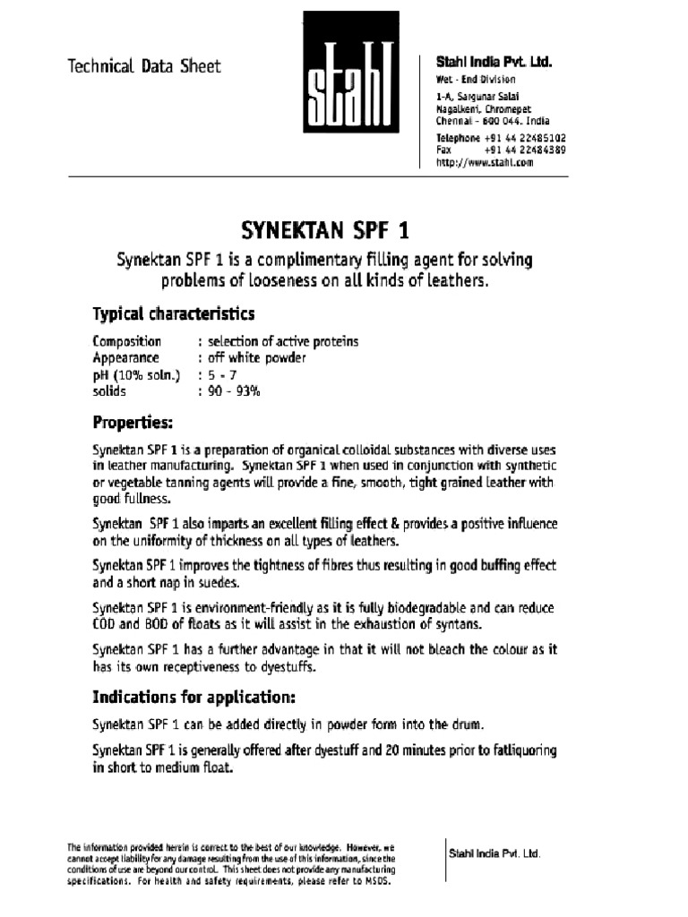 Synektan SPF 1 | PDF