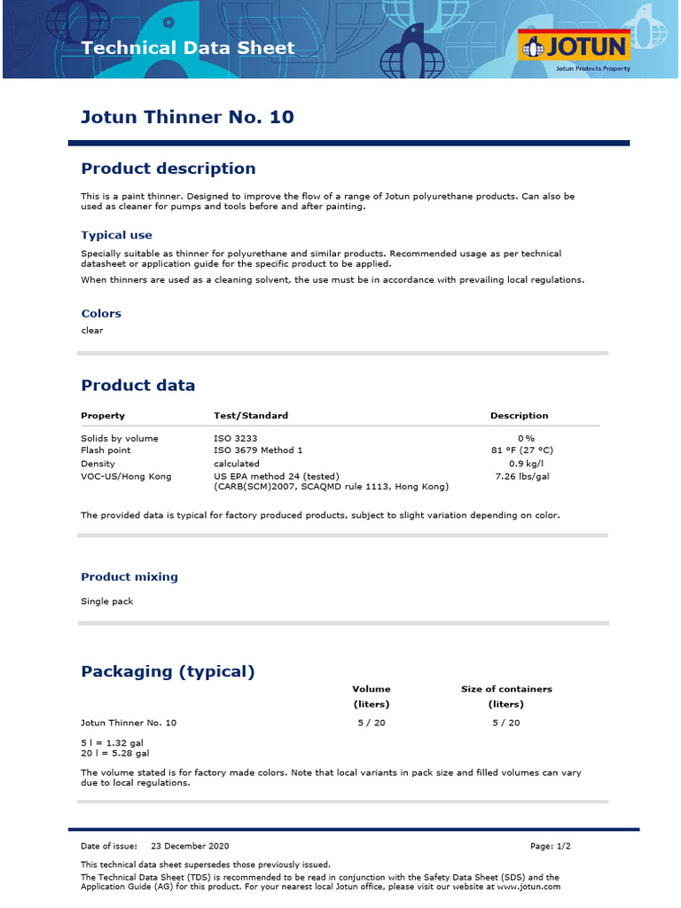 Jotun Thinner No. 10 | PDF | Paint