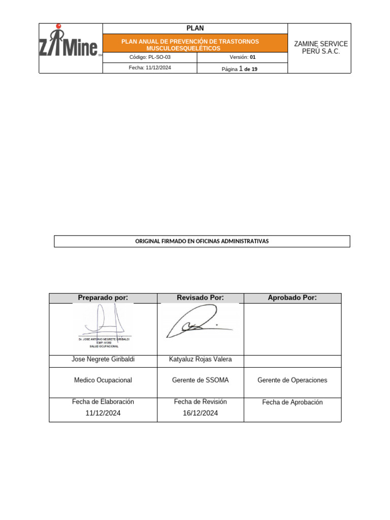 Pl-so-03 Plan Anual de Prevencion de Trastornos Musculoesqueleticos ...