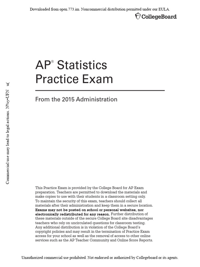 AP Stats 2015 | PDF | Multiple Choice | Calculator