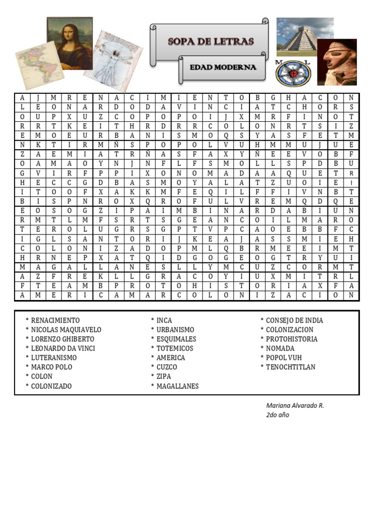 Sopa de letras: Edad Moderna y Renacimiento | PDF