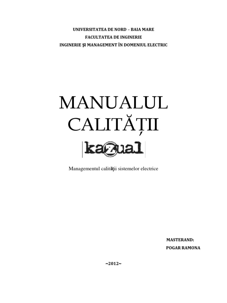 Manualul Calitatii | PDF