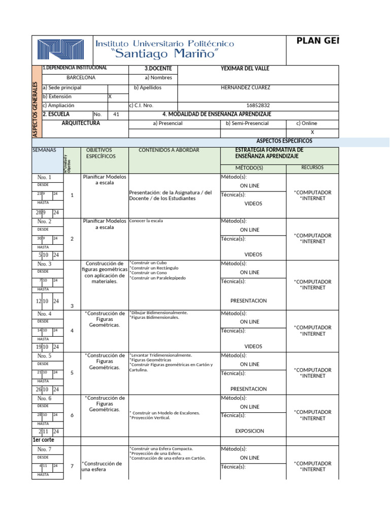 PSM Plan General MAQUETERIA | PDF | Enseñando