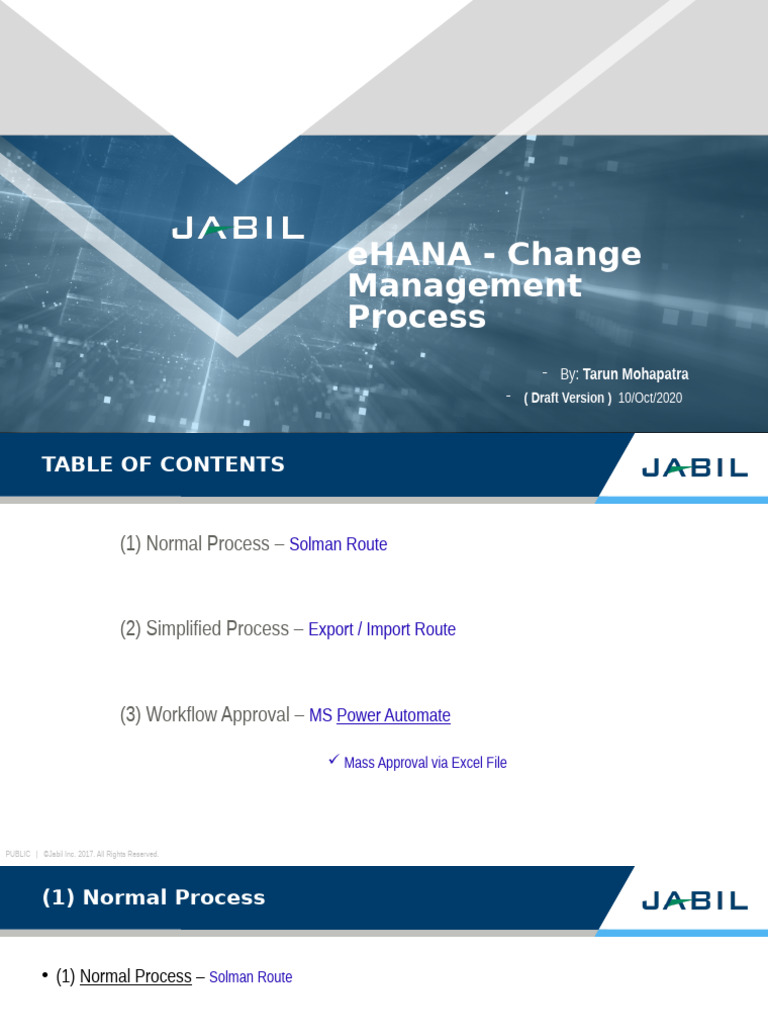 eHANA Change Management Process Guide | PDF | Microsoft Excel ...